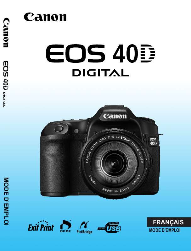 Notice CANON EOS 40D - appareil photo reflex Trouver une solution à un problème CANON EOS 40D ...